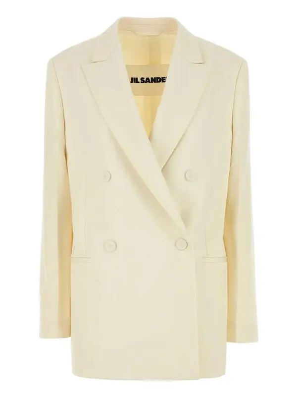 JIL SANDER Double-breasted Virgin Wool Blazer - Yellow