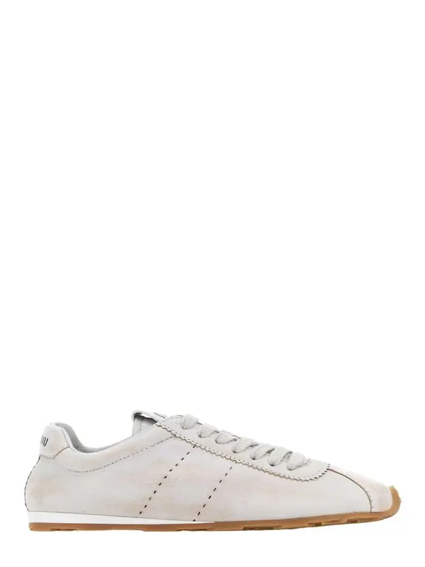 Miu Miu Nappa Leather Low Top Sneakers - White