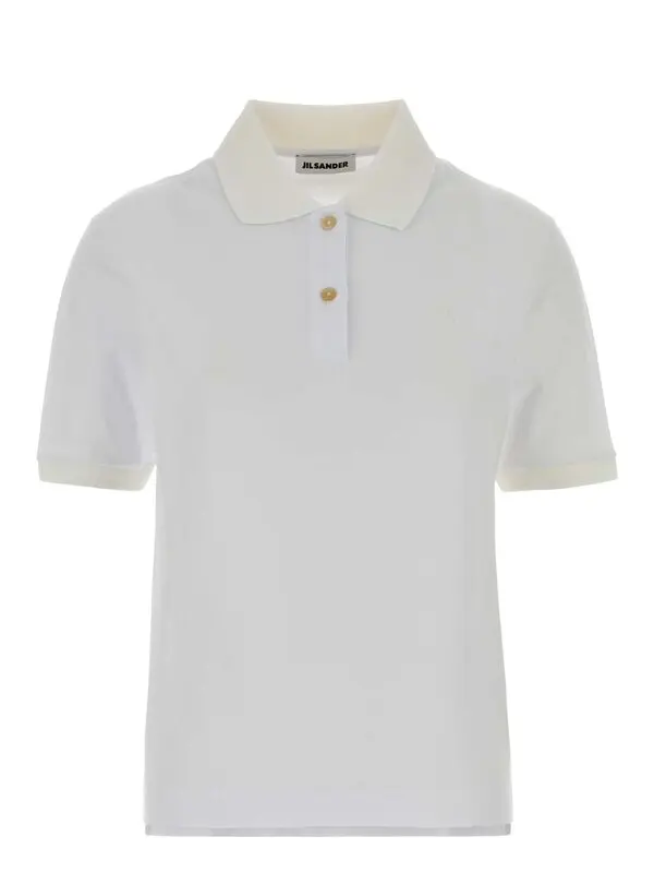 JIL SANDER Cotton Piquet Polo Shirt - White