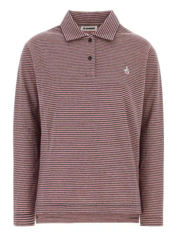 JIL SANDER Striped Cotton Oversized Polo Shirt - Stripped