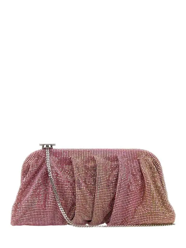 Benedetta Bruzziches Embellished Fabric Clutch With Shoulder Strap - Pink
