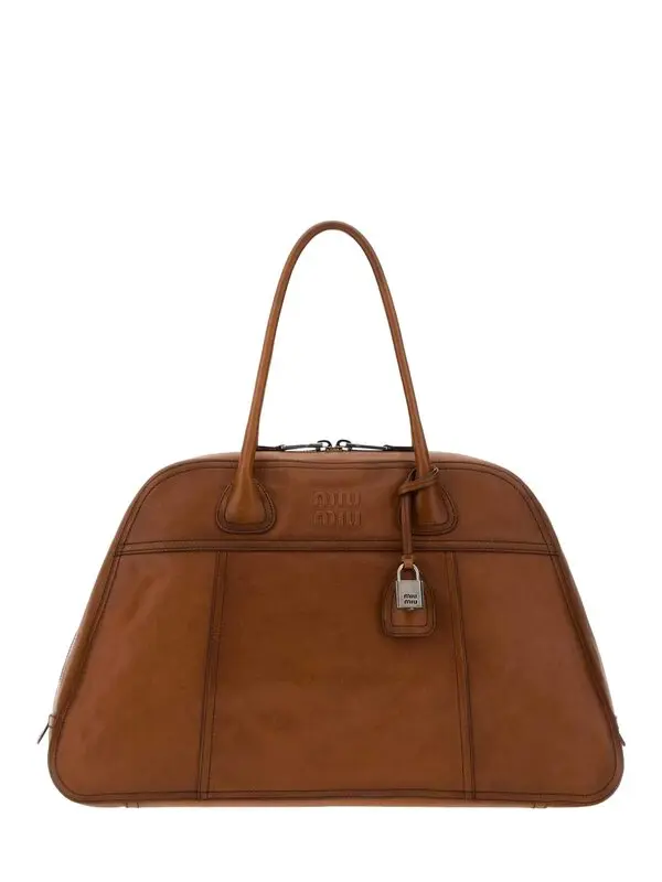 Miu Miu Vivant Leather Shopping Handbag - Camel