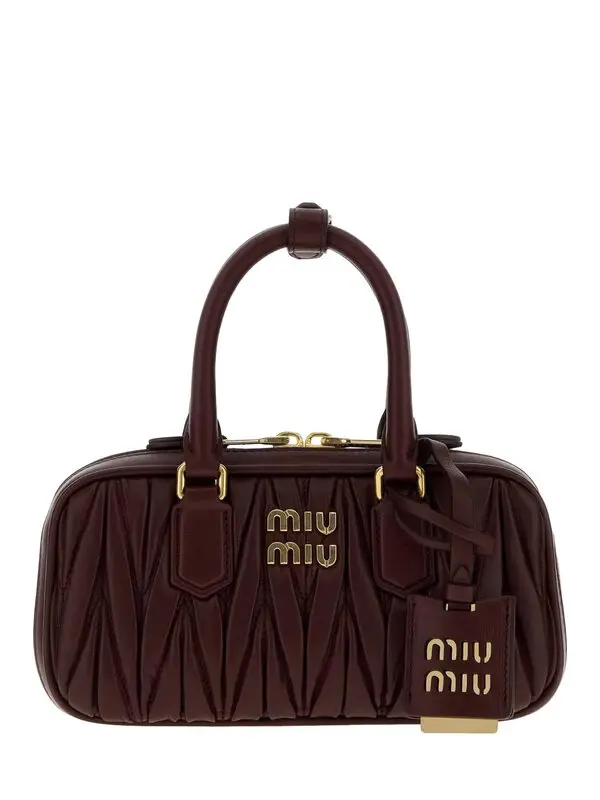 Miu Miu Arcadie Mini Nappa Leather Handbag - Burgundy