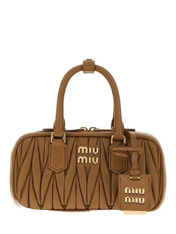 Miu Miu Arcadie Mini Nappa Leather Handbag - Camel