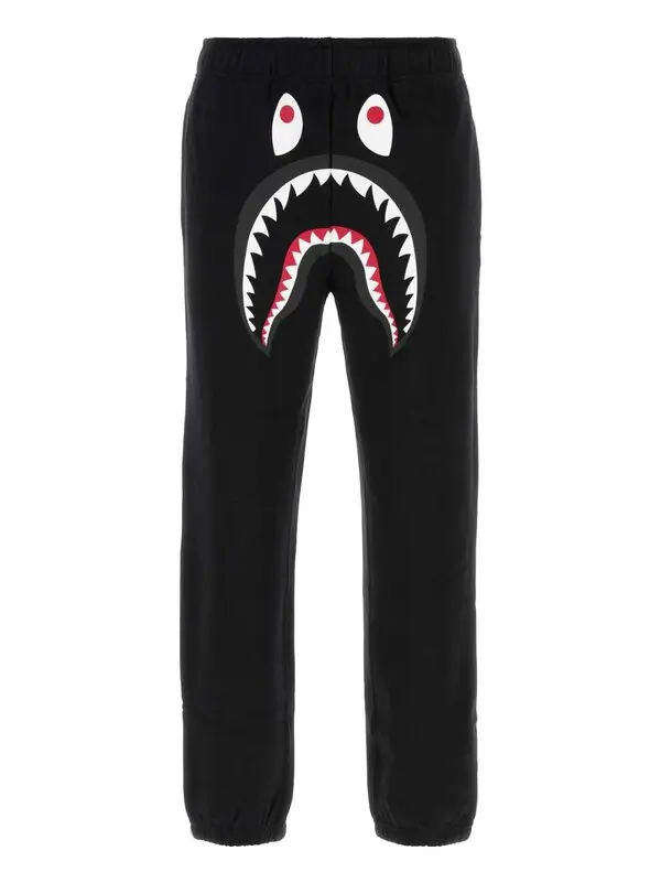 A BATHING APE Cotton Shark Motif Joggers - Black