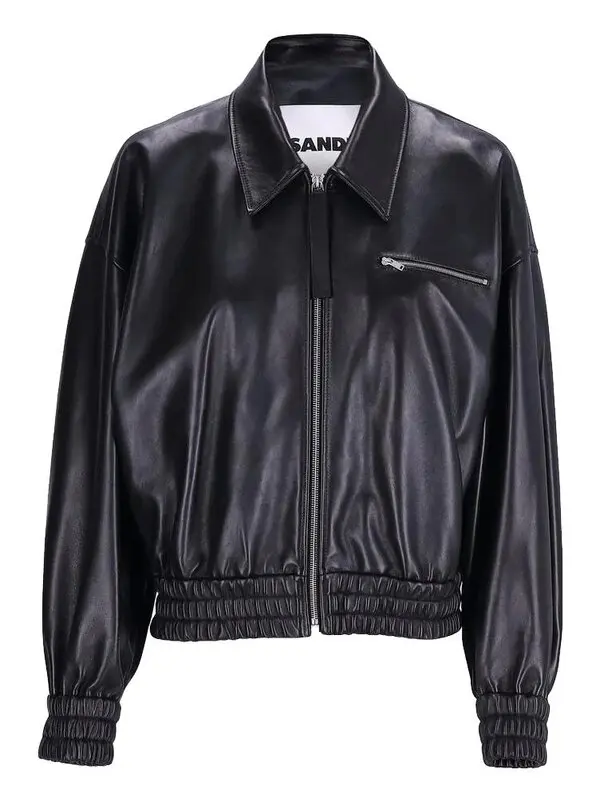 JIL SANDER Leather Blouson Jacket - Black
