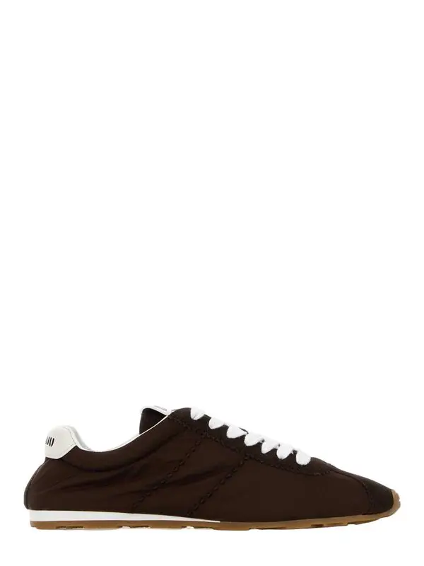 Miu Miu Chocolate Fabric & Suede Lace-up Sneakers - Brown