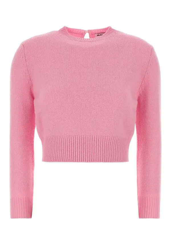 JIL SANDER Wool Blend Ribbed Sweater - Pink