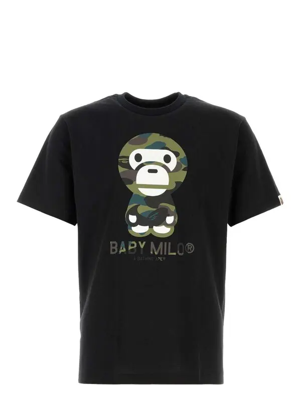 A BATHING APE 1st Camp Baby Milo Cotton T-shirt - Black