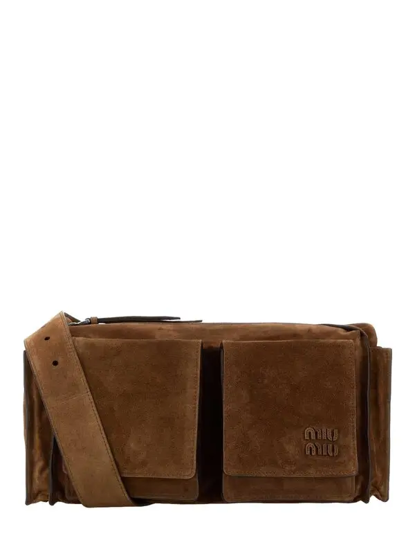 Miu Miu Utilitaire Mini Suede Crossbody Bag - Brown