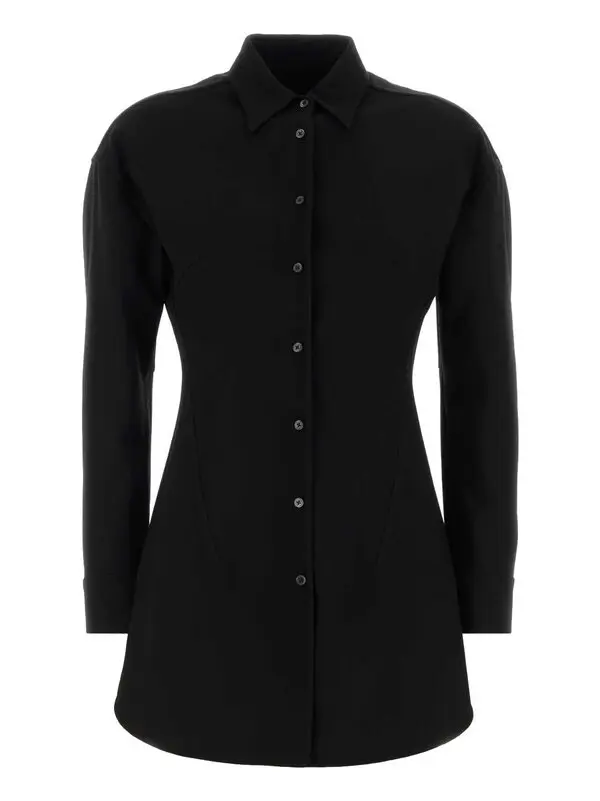JIL SANDER Wool Blend Button-front Shirt - Black