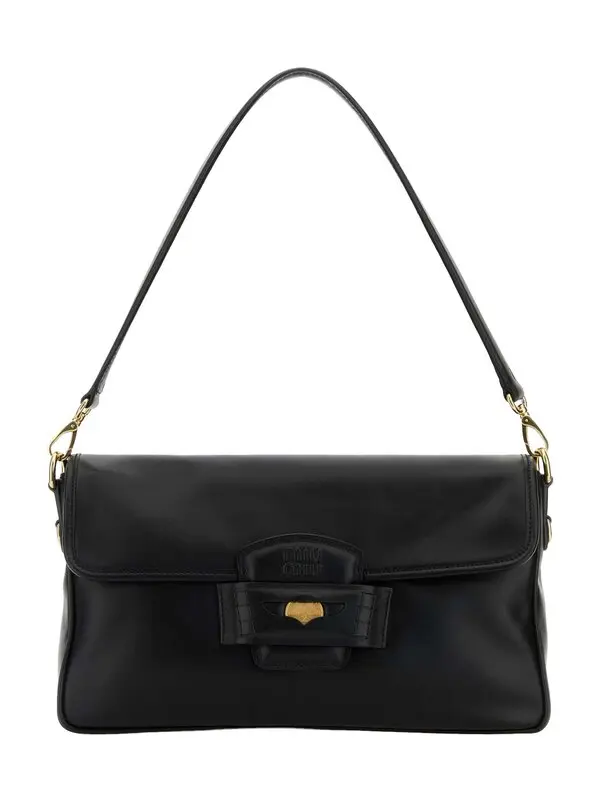 Miu Miu Mini Penny Leather Shoulder Handbag - Black