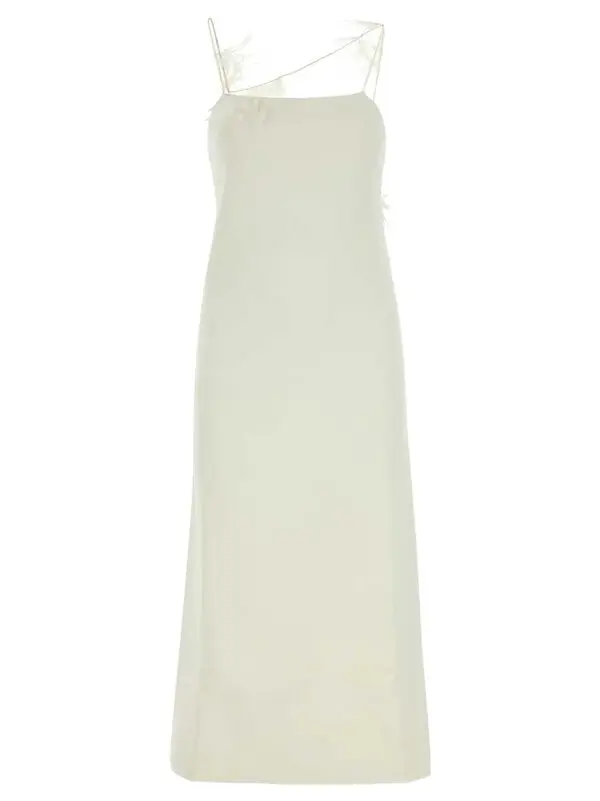 JIL SANDER Mini Dress With Feather Detail - White