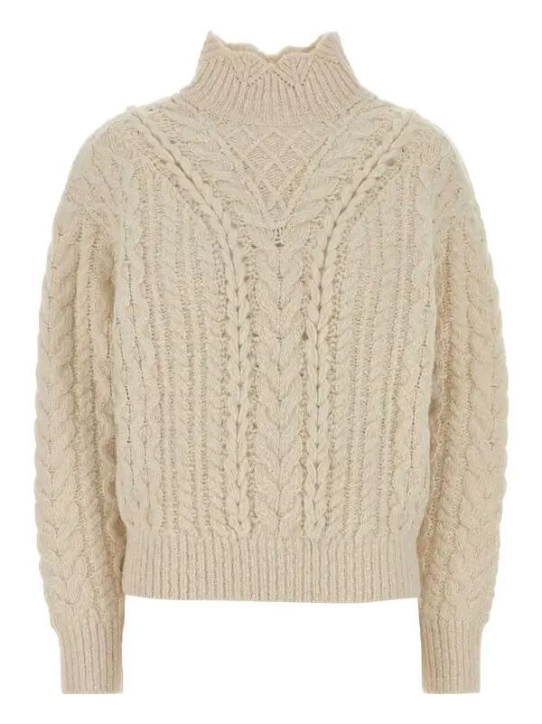 Isabel Marant Étoile Bolinea" High Neck Cable Knit Sweater - White