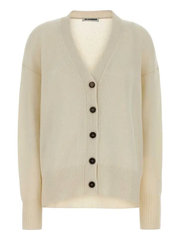 JIL SANDER Oversized Cashmere Cardigan - White