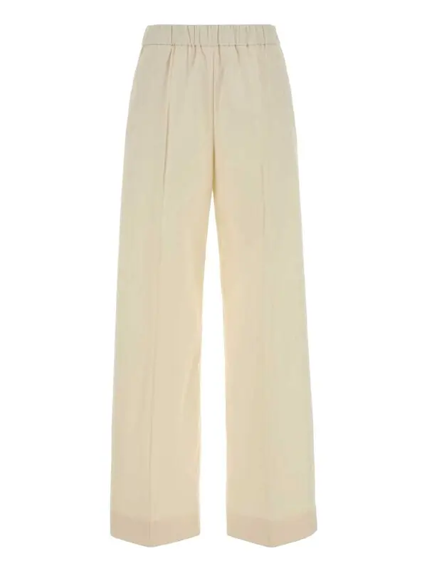 JIL SANDER Ivory Cotton Wide-leg Pants - White