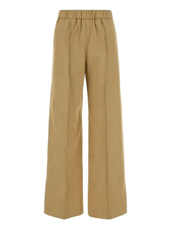JIL SANDER Wide-leg Cotton Trousers - Camel