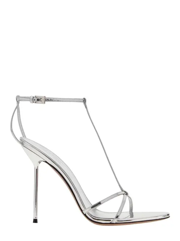 Paris Texas Lidia T-strap High Heel Sandals In Leather - Silver