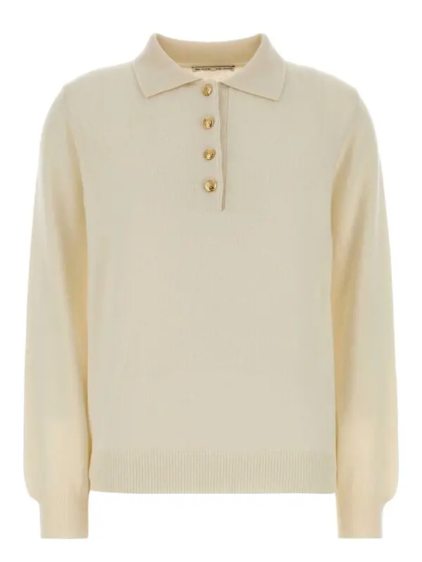 BLAZE Cream Wool-cashmere Highland Polo Shirt - Yellow
