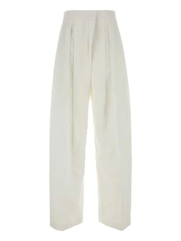 JIL SANDER Tailored Cotton-silk Blend Pants - White