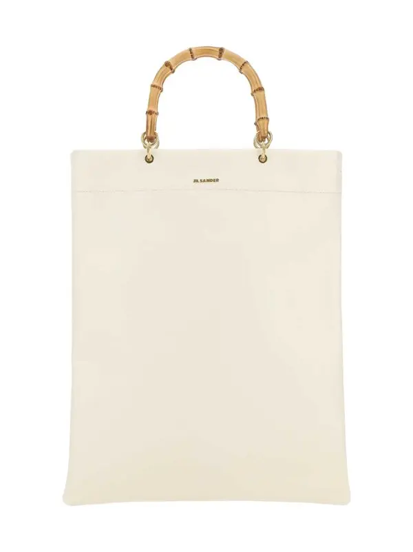 JIL SANDER Ovine Leather Tote Bag With Bamboo Handles - White