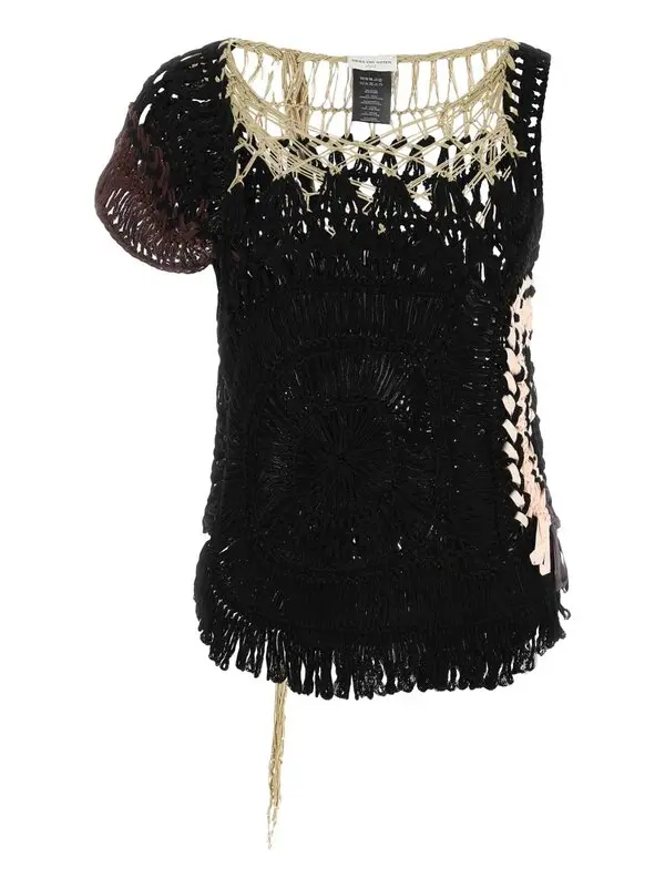 Dries Van Noten Crochet Knit Top - Black