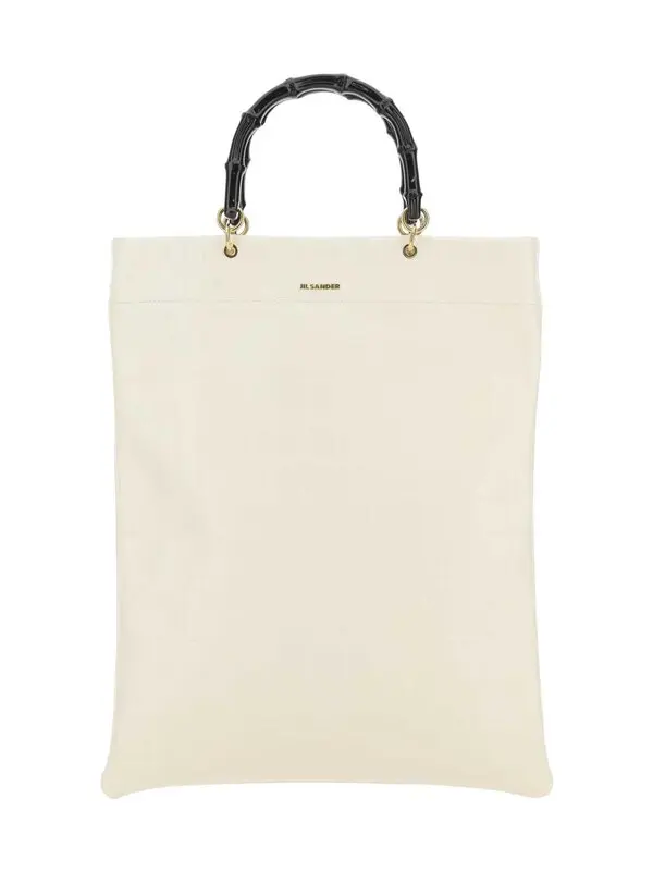 JIL SANDER Ovine Leather Shopping Handbag With Bamboo Handles - White