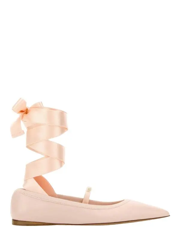FERRAGAMO Carice Leather Ballerina Flats With Ribbon Detailing - Pink