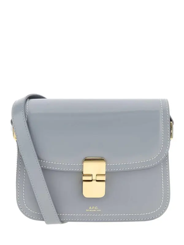 A.p.c. Grace Crossbody Handbag In Powder Blue Leather - Light Blue