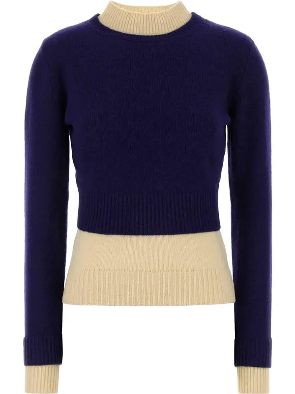 JIL SANDER Wool Blend Crewneck Sweater - Blue