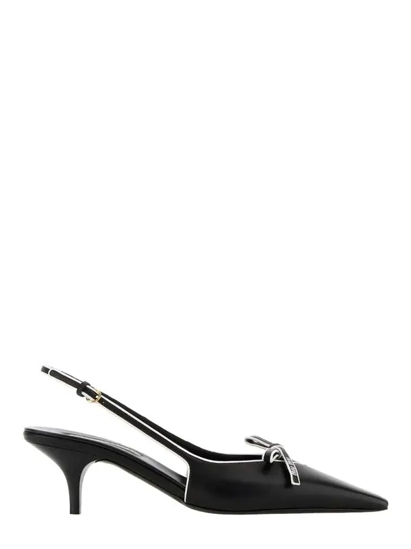 Miu Miu Nappa Leather Slingback Pumps With 5 Cm Heel - Black