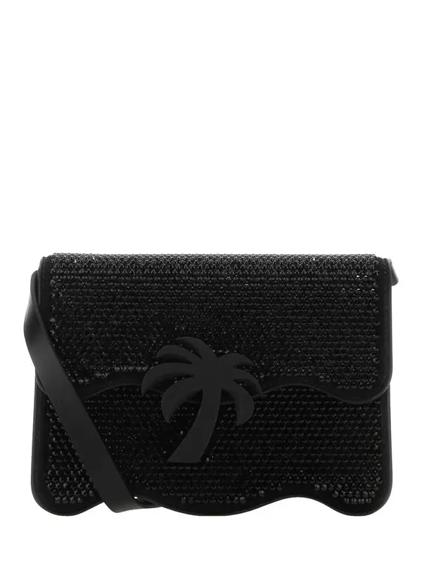 Palm Angels Embellished Suede Crossbody Handbag - Black