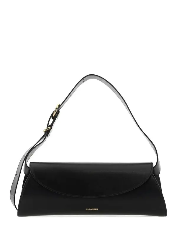 JIL SANDER Small Leather Shoulder Handbag With Golden Hardware - Black