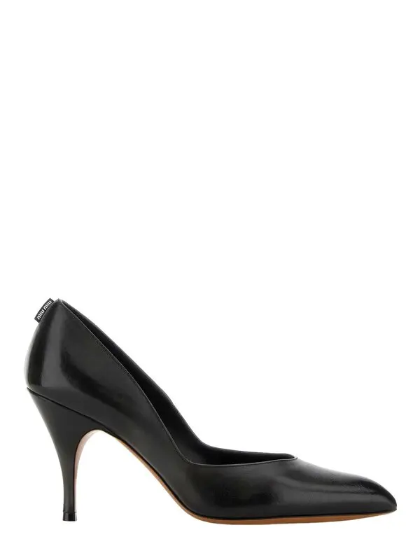 Miu Miu Leather Pointed Toe Stiletto Heel Pumps - Black