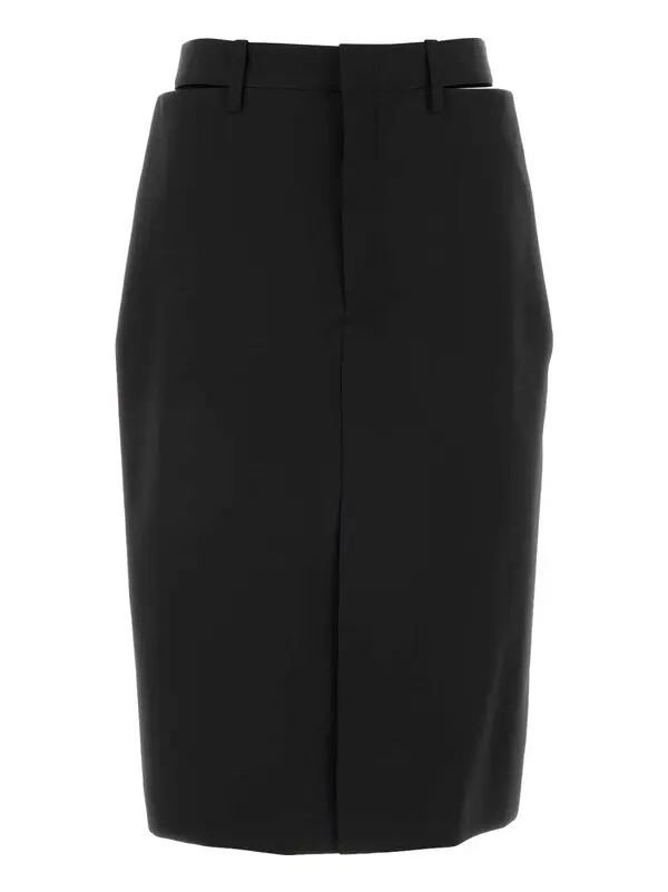 JIL SANDER Virgin Wool Midi Skirt - Black