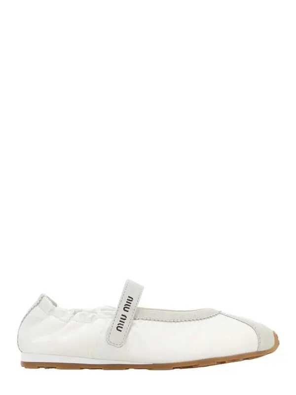 Miu Miu Suede And Recycled Polyamide Ballerinas - White