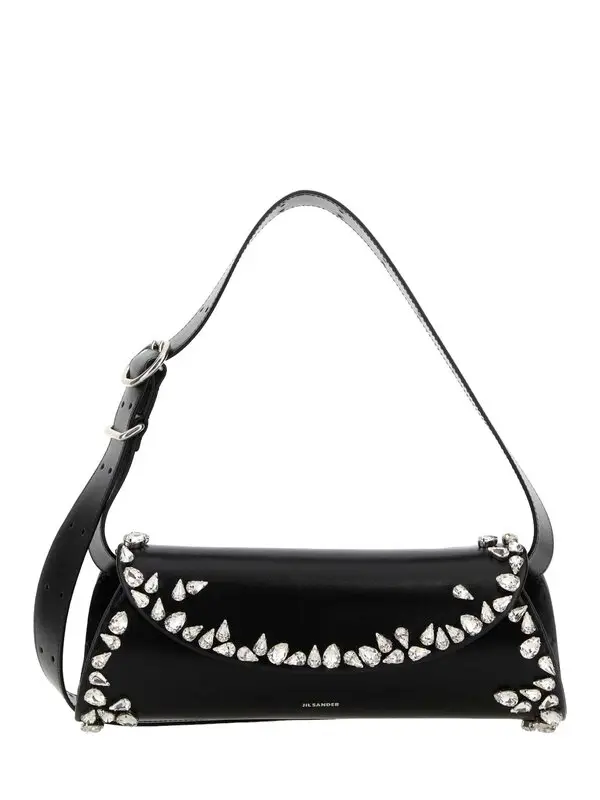 JIL SANDER Leather Cannolo Mini Crossbody Handbag With Embellishments - Black