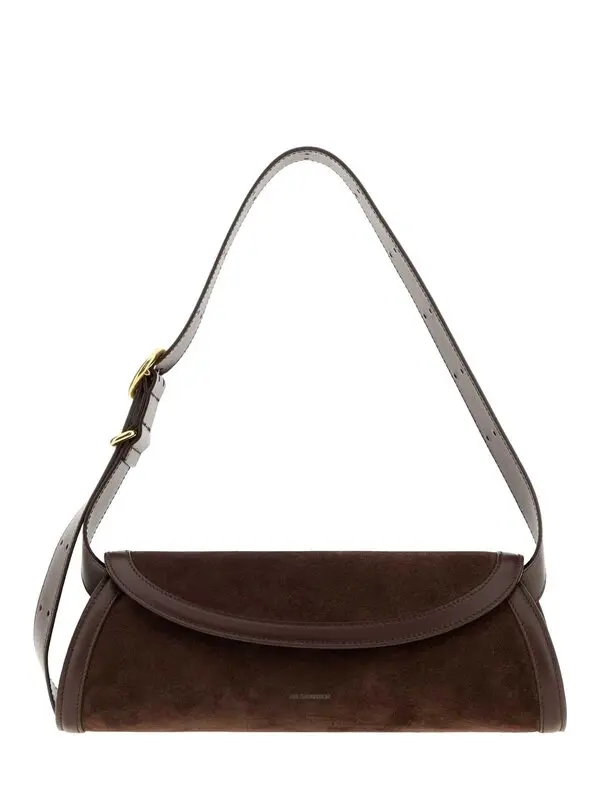 JIL SANDER Mini Cannolo Suede Crossbody Bag - Brown
