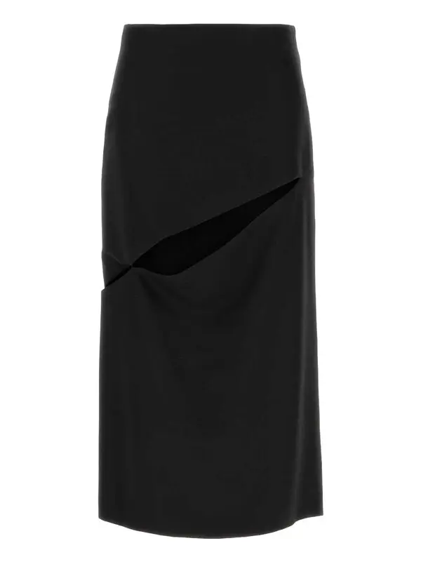 JIL SANDER Wool Blend Skirt With Asymmetrical Cutout - Black