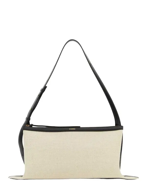 JIL SANDER Two-tone Canvas And Leather Shoulder Handbag - Multicoloured