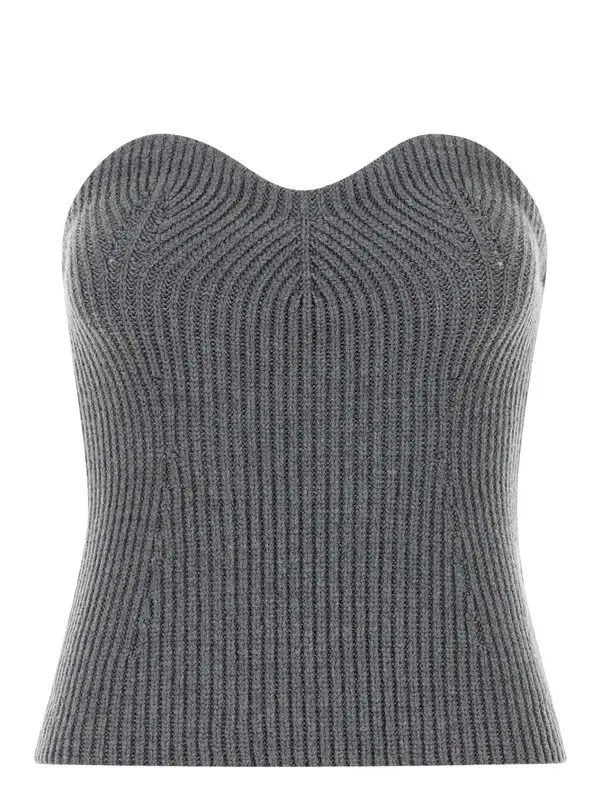 JIL SANDER Wool Blend Bodice Top - Grey