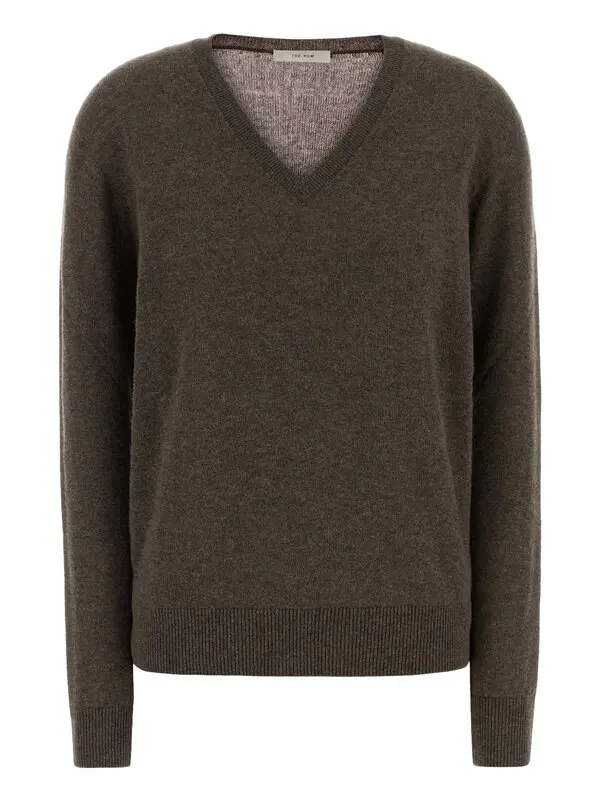 THE ROW Cashmere V-neck Sweater - Brown