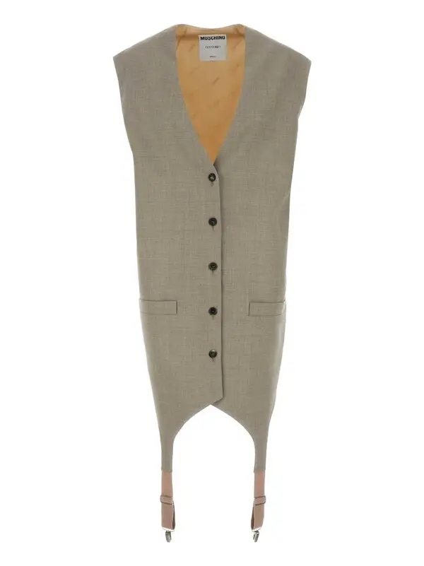 Moschino Two-tone Wool And Satin Oversized Vest - Multicoloured