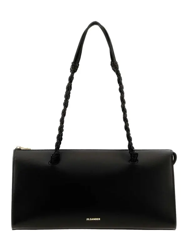 JIL SANDER Leather Tangle Tent Shoulder Handbag - Black
