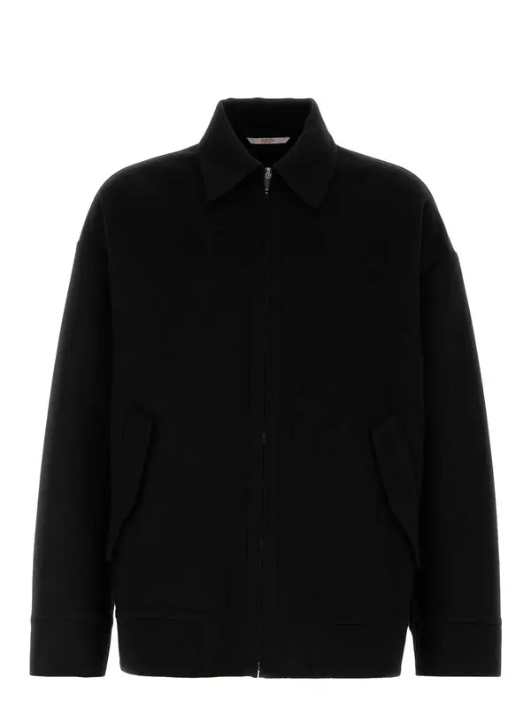 Valentino Garavani Wool-cashmere Oversized Zip-up Jacket - Black