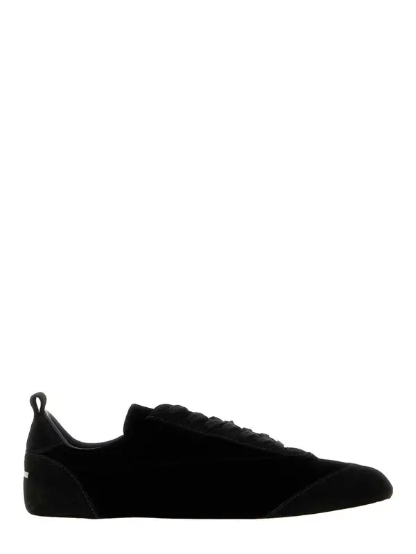 JIL SANDER Etage Velvet And Suede Lace-up Sneakers - Black