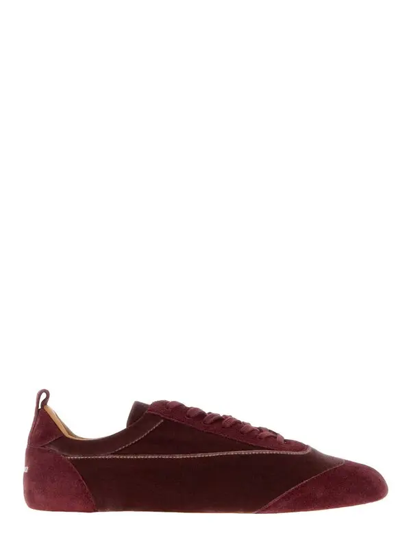 JIL SANDER Etage Velvet And Suede Lace-up Sneakers - Purple