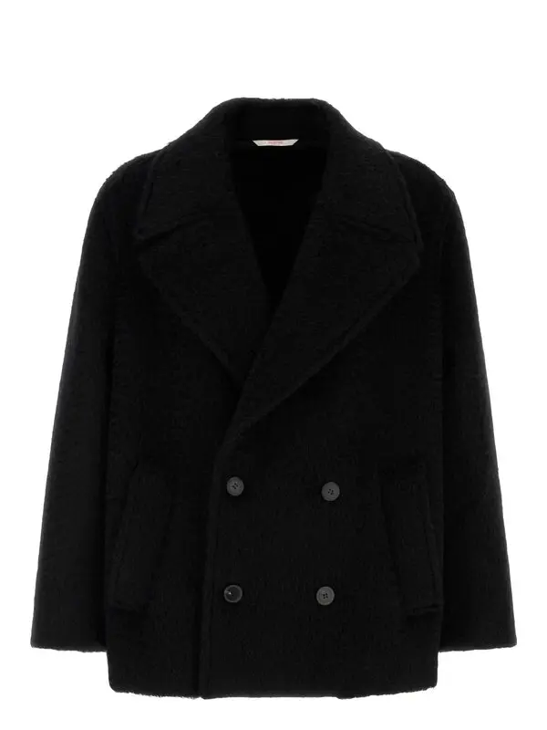 Valentino Garavani Mohair & Virgin Wool Double Breasted Jacket - Black