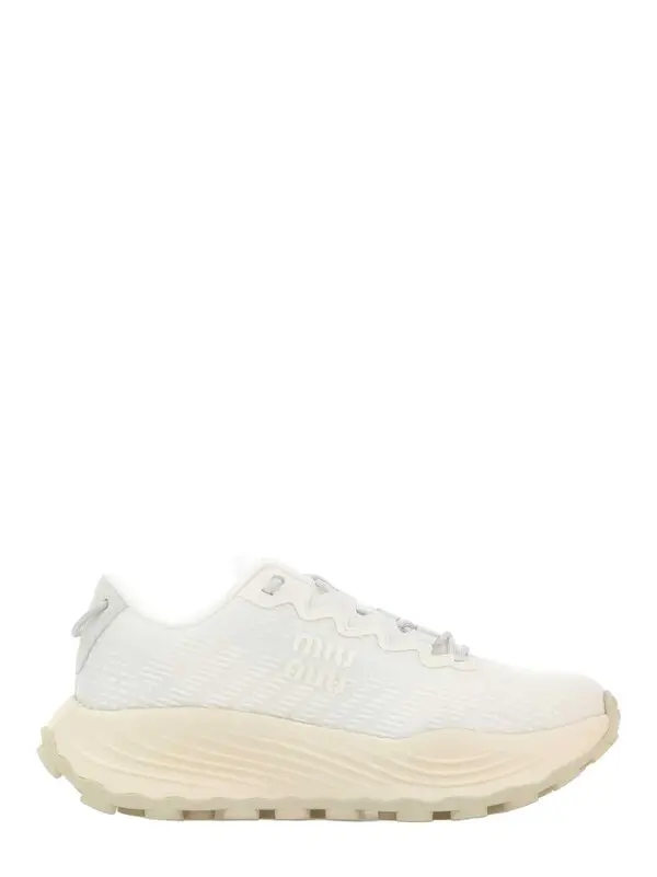 Miu Miu Platform Sneakers In Fabric - White