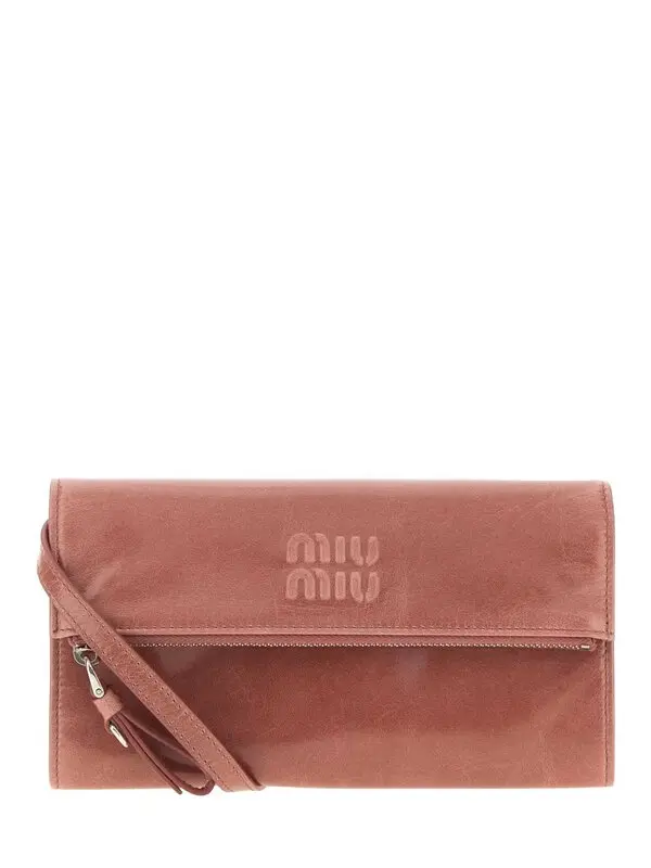 Miu Miu Antiqued Leather Mini Pouch Handbag - Pink